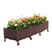 China Self Watering Rectangular Raised Planter Box 60x40x30cm PP Plastic Flower Box Planter for sale