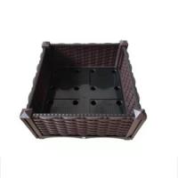 China Plastic Elevated Planter Box 80x40x22cm with Wheels Double Layer Brown for sale