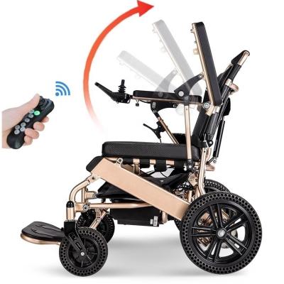 中国 601L Remote Folding Lightweight Wheelchairs with LCD Voice Joystick Controller and Honeycomb Solid Wheel Reclining Wheelchair 販売のため