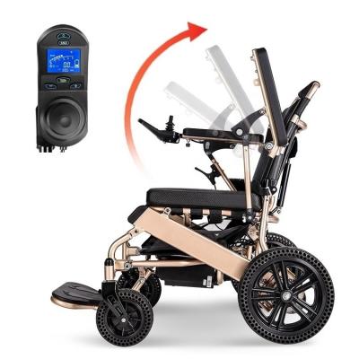 Cina KSM-601L Lightweight Reclining Folding Power Wheelchair,Electric Wheelchair with LCD Voice Joystick Controller and Solid Wheel in vendita
