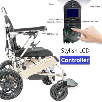 Cina KSM-601L Reclining Remote Electric Wheelchair with Newest LCD Voice Joystick Controller Folding Solid Wheel Electric Wheelchair in vendita