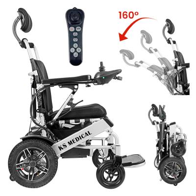 中国 KSM-601 Reclining electric wheelchair for disabled recliner power foldable wheelchair with remote control and latex cushion 販売のため