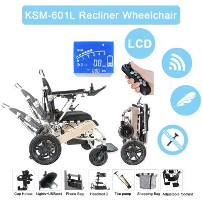 Cina KSM-601L Foldable Motorized Wheelchair Price Remote LCD Voice Joystick Control Reclining Electric Wheelchairs with Solid Wheel in vendita
