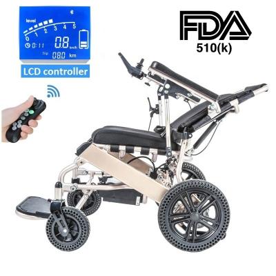 Cina Ultra Lightweight Electric Wheelchairs with Newest LCD Joystick Cheap Reclining Remote Light Drive Wheelchair for the Elderly in vendita