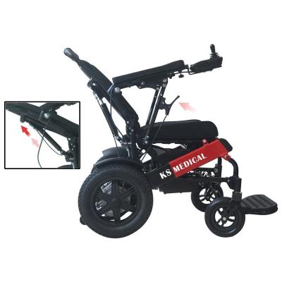 Cina KSM-601S Brushless Motorized Wheelchairs 500W 6AH Li-Bat Airline Approved Reclining Folding Electric Wheelchair for Elderly in vendita