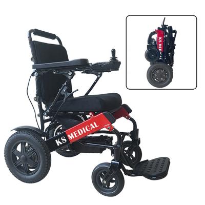 Cina KSM-601S Foldable power wheelchair 500w quick folding motorized wheelchairs recliner with brushless motor 6 AH battery airline in vendita