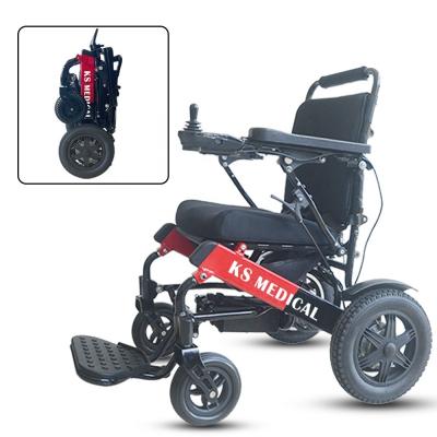 Cina KSM-601S Brushless 500w electric wheelchair price reccliner lightweight power wheelchair with remote control 6AH travel battery in vendita