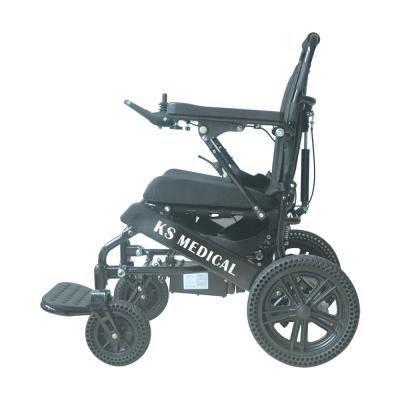 Cina KSM-601L Foldable Electric Wheelchair with LCD Voice Joystick Controller Airline Approved Lithium Battery Power Wheelchair in vendita