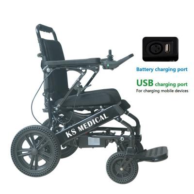 Cina 601L Foldable Motorized Electric Wheelchair Remote Control Power Wheelchair with LCD Voice Joystick Controller and Solid Wheel in vendita