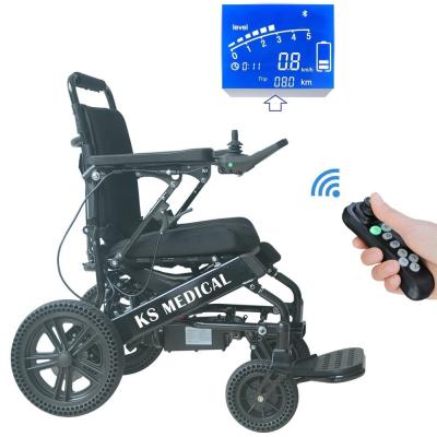 China KSM-601L Folding Electric Wheelchair with LCD Display and Voice Controller Handicapped Power Wheelchair Widen Seat Width 21 inch à venda