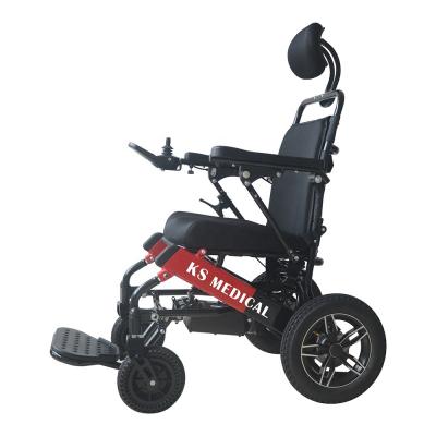 Cina KSM-601L Foldable power electric wheelchair controller with LCD display voice reclining electric wheelchair solid wheel hot sell in vendita