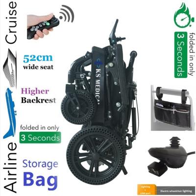 China KSM-601L Reclining lightweight folding power wheelchair with LCD voice controller powered electric wheelchair for the disabled à venda