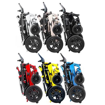 Cina KSM-601L Motorized Foldable Electric Wheel Chair with LCD Controller and Honeycomb Solid Tire Power Wheelchair for Disabled in vendita