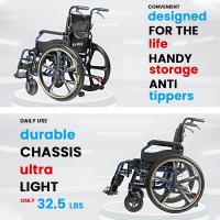 China Aluminum Alloy Manual Foldable Wheelchair 16.8kg 120kg Capacity Quick Remove Wheels Parking Brake for sale