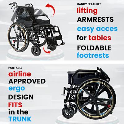 Cina Rehabilitation Manual Lightweight Folding Wheelchair Aluminum Alloy in vendita