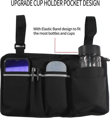 Cina PVC Wheelchair Side Storage Bag Cup Holder Armrest Accessories Pouch in vendita