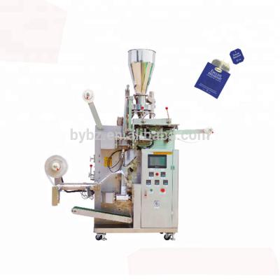 China Tea granules filling  machine 1-15g  Double chamber tea bag packing machine with filter inner outer packing thread and label for sale