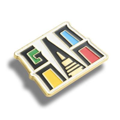 China customized gold metal square paint  badge promotional pin badges for sale