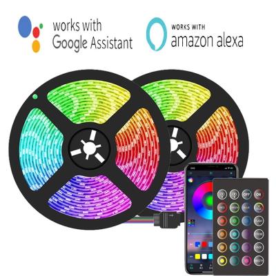 China 5m 10m 15m Indoor and Outdoor Bluetooth/Wifi Remote Control Smart Strip Lights for sale
