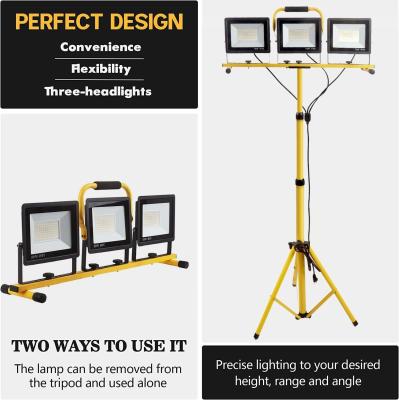 China Adjustable Folding Tripod Stand Work Light with 21000lm Lamp Luminous Flux and 3 Heads for sale