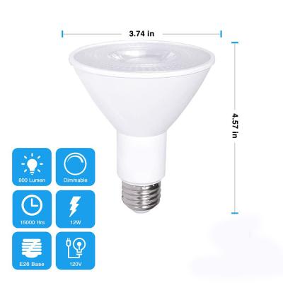 China 12W 100W Dimmable Waterproof E26 3000K Warm White LED Flood Light Bulb PAR30 Button Controller for sale