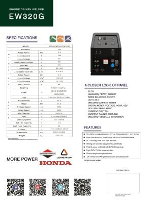 China KOVO GASOLINE EW320G R Welding Machine for Power Generation Durable 930*620*640MM for sale