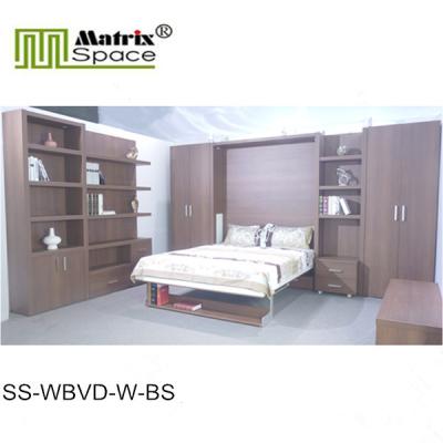 Cina Letto piegante della parete di stile di Europa doppio con rivestimento della melammina di colore di Brown dello scaffale per libri in vendita