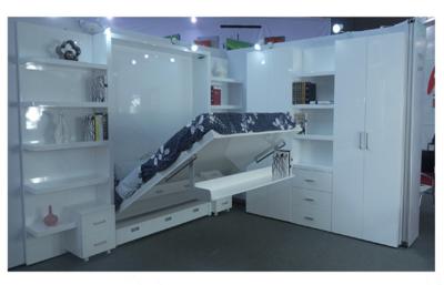 China Home Use Double Wall Bed With Bookshelf , white color high gloss , E1 grade MDF for sale