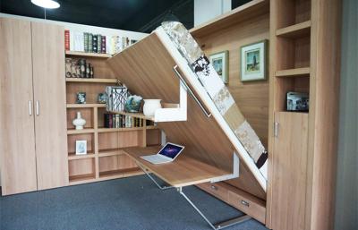 China Durable Home Office MDF Folding Modern Wall Bed With Bookshelf and Table for sale
