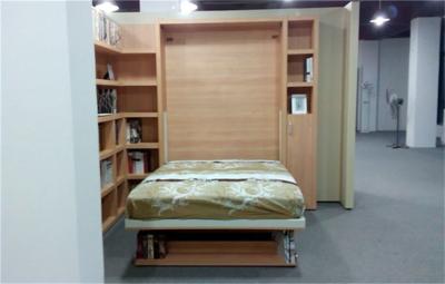 China Vertical Wall Bed Double Size Space Saving Wall Bed With Bookshelf and Table for sale