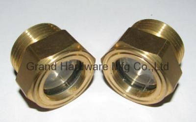 China BSP Thread Brass Oil Sight Level with Borosilicate Glass Window 1/2 Inch for sale