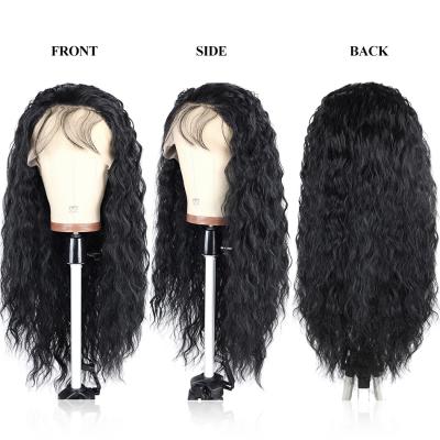 China Natural Black Full Lace Front Wigs Body Water Wave 28inches Synthetic Lace Wig Wig For Women Heat Resistant Fiber for sale