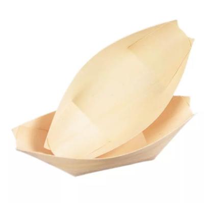 China 50Pcs Disposable Bamboo Serving Boats Natural Birch Wooden Serving Boats for sale