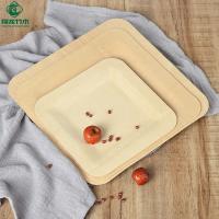 China Square Compostable Plates Bulk Disposable Bamboo Dishware 18cm for sale