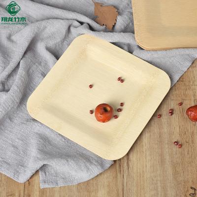 Cina I piatti concimabili del quadrato ammassano stoviglie di bambù eliminabili 18cm in vendita