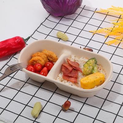 Cina Compartimento bianco eliminabile dei vassoi 2 dell'alimento della bagassa della canna da zucchero in vendita