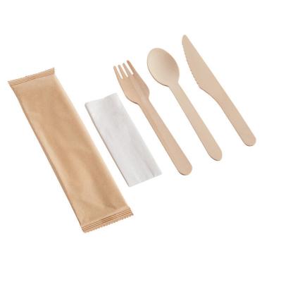 Cina Set di posate in legno usa e getta in carta kraft da 160 mm JFB Craft con tovaglioli in vendita