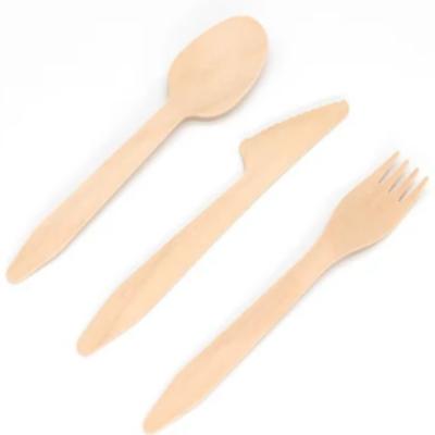 China Disposable Biodegradable 185mm Wooden Strong Knife Fork And Spoon Old Style for sale