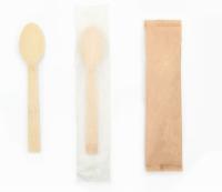 China 17cm Compostable Bamboo Spoon Biodegradable Disposable Spoon With Kraft Paper Bag for sale