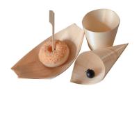 China Biodegradable Disposable Serving Cone Pine Wood Small Ice Cream Cones 120mm for sale