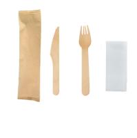 China Compostable Birch Wood Disposable Cutlery Set 160mm 500 Sets per Carton for sale