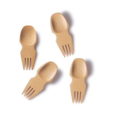 Cina 9cm Mini Disposable Bamboo Cutlery Salad biodegradabile Spork per il campeggio di viaggio in vendita