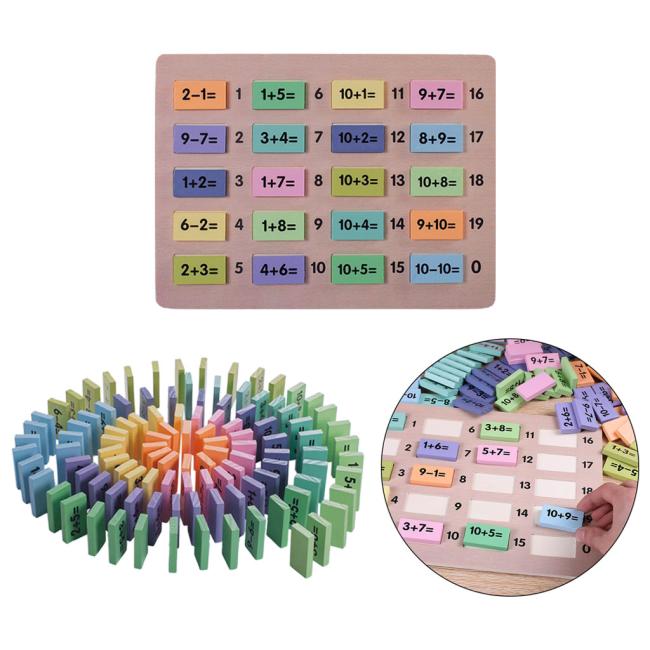 Les mathématiques les jouets qu'éducatifs de maths numérotent des dominos bloc constitutif drôle