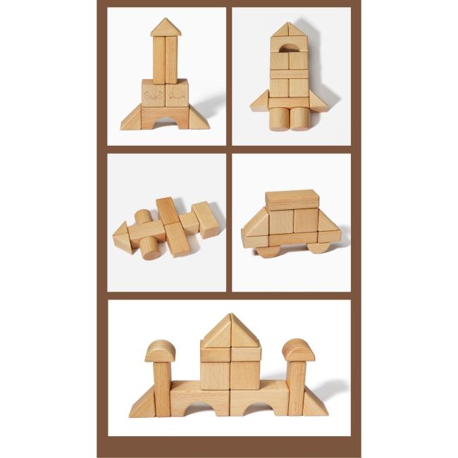 純木の積み重ねのブロックのおもちゃは子供の子供のための認知DIYの版れんがのキットを形づける