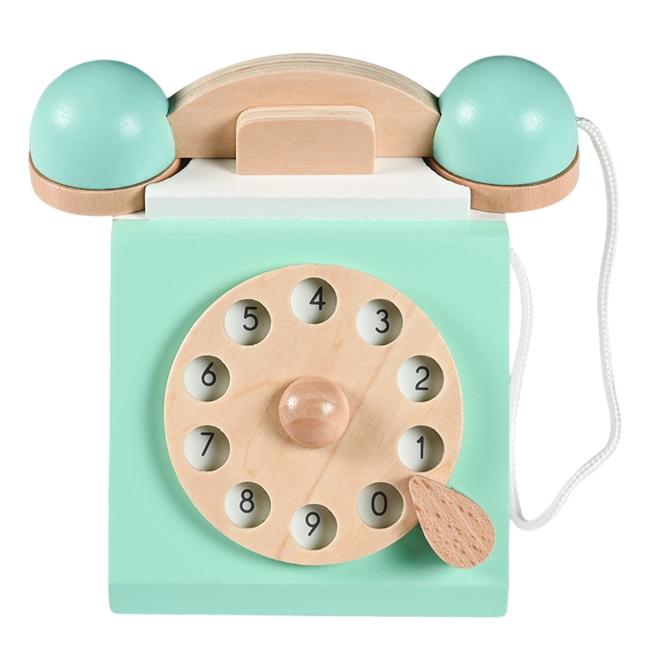 Il telefono automatico antico d'annata finge il gioco Montessori Edcuation iniziale interattivo Toy Role Play di legno per i bambini