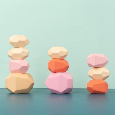 Cina Le particelle elementari di legno 4cm dell'architettura nordica dei bambini lapidano l'impilamento del giocattolo del gioco in vendita
