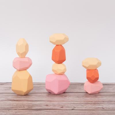 Cina Le particelle elementari di legno 4cm dell'architettura nordica dei bambini lapidano l'impilamento del giocattolo del gioco in vendita