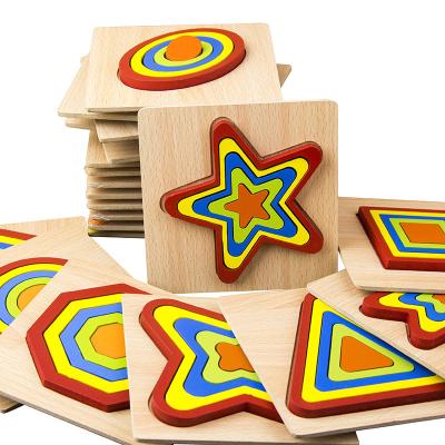 Cina Il puzzle di legno geometrico del blocchetto di DIY 1cm gioca il bambino del puzzle in vendita