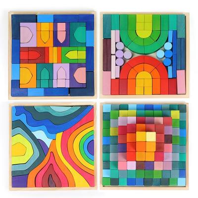 Cina Particelle elementari di legno 4.5cm conoscitive dell'arcobaleno dei giocattoli dei blocchetti del castello in vendita