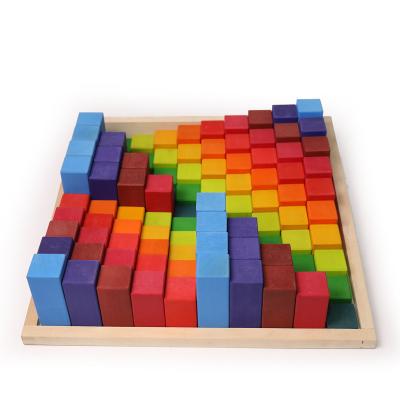 Cina Particelle elementari di legno 4.5cm conoscitive dell'arcobaleno dei giocattoli dei blocchetti del castello in vendita